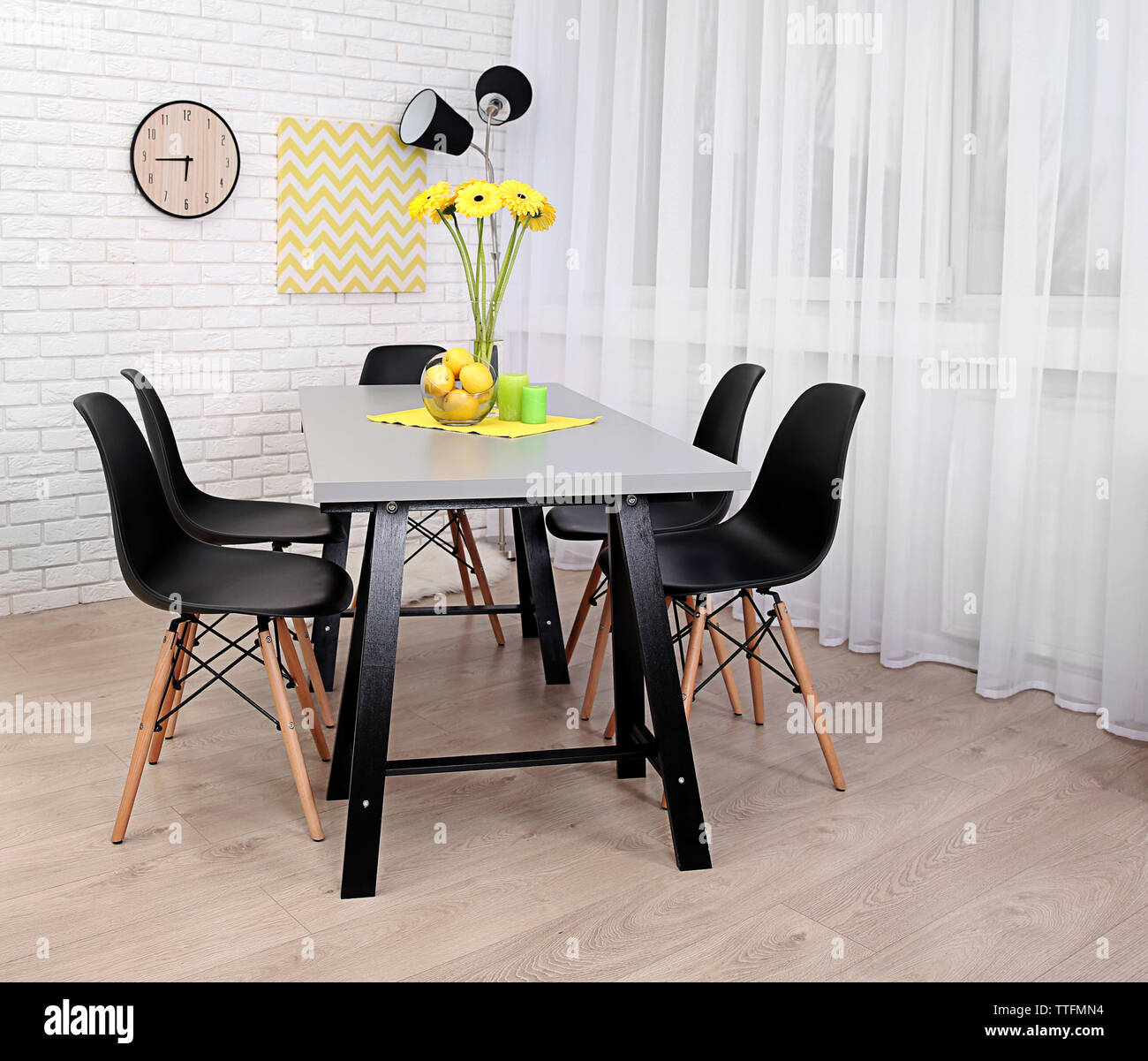 Dining table in home interior Stock Photo - Alamy