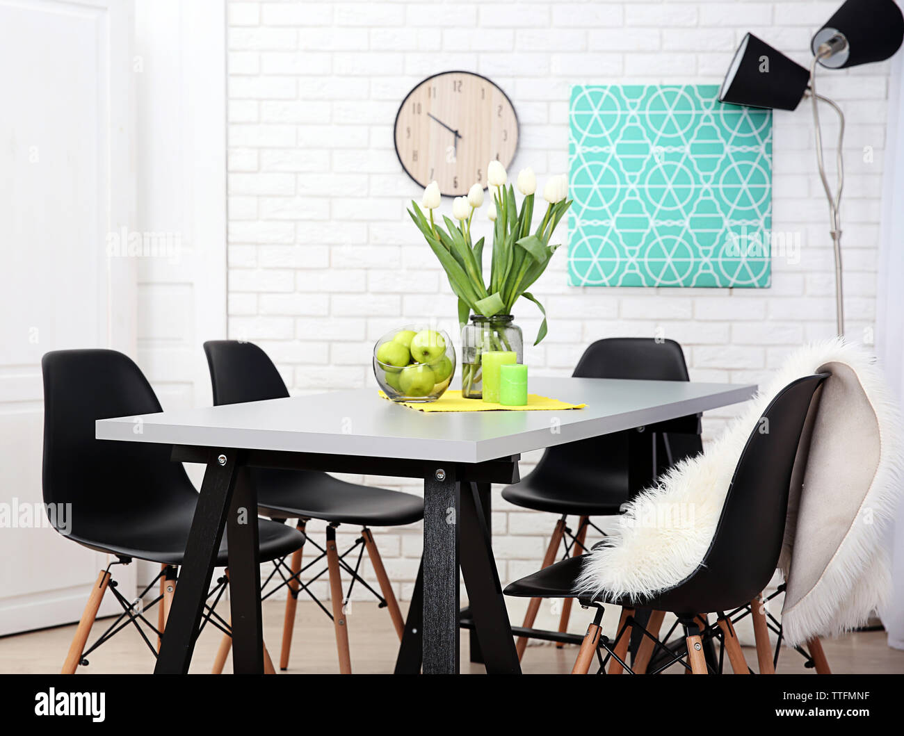 Dining table in home interior Stock Photo - Alamy