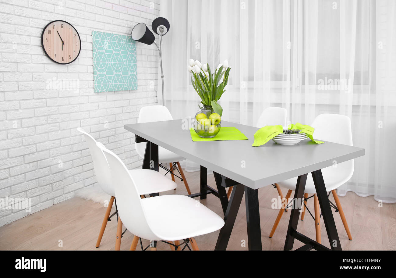 Dining table in home interior Stock Photo - Alamy