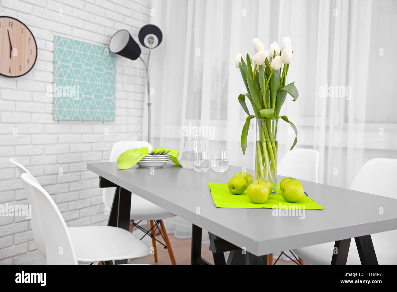 Dining table in home interior Stock Photo - Alamy