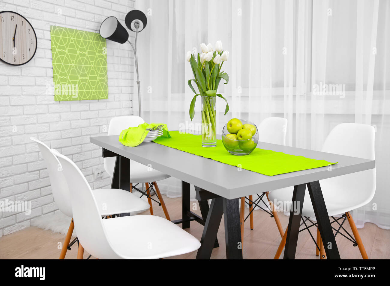Dining table in home interior Stock Photo - Alamy