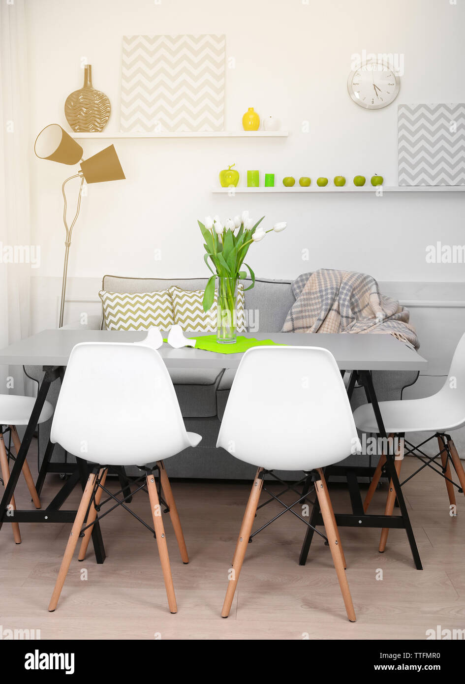 Dining table in home interior Stock Photo - Alamy