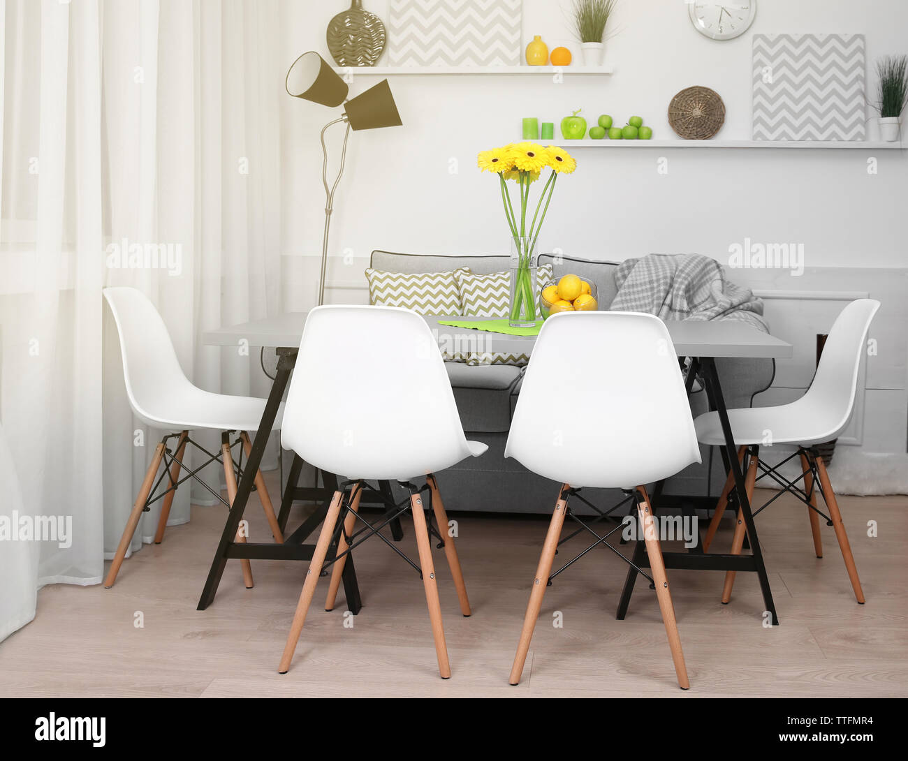 Dining table in home interior Stock Photo - Alamy