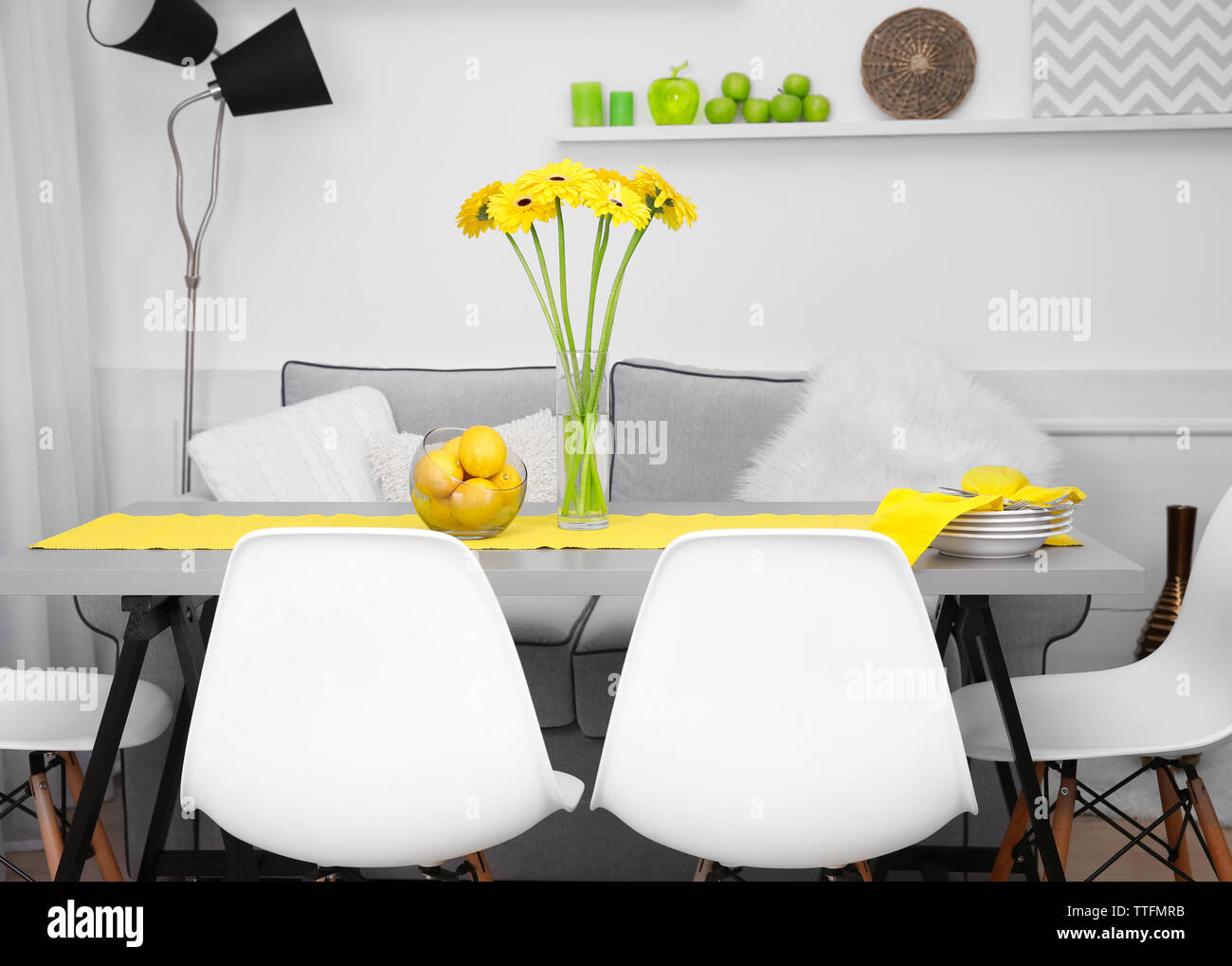 Dining table in home interior Stock Photo - Alamy