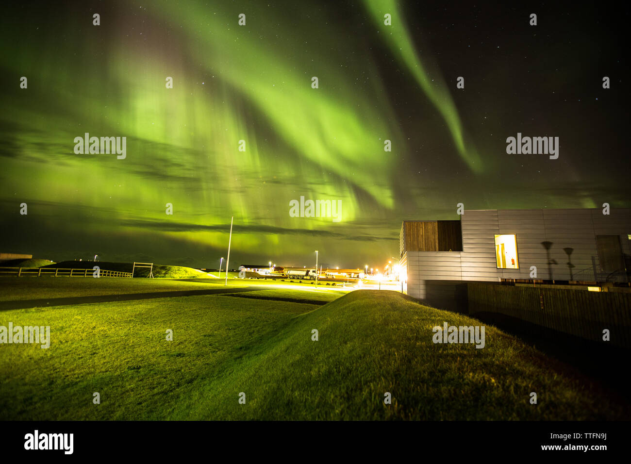 Northern Lights at the Swimming pool Stock Photo - Alamy