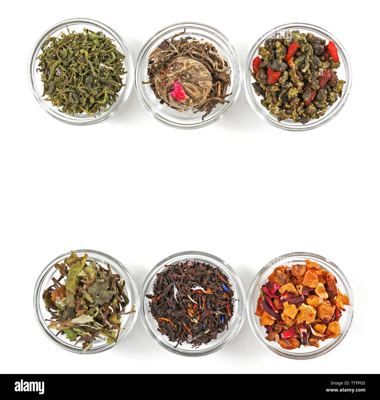 Variety of tea leaves, isolated on white Stock Photo - Alamy