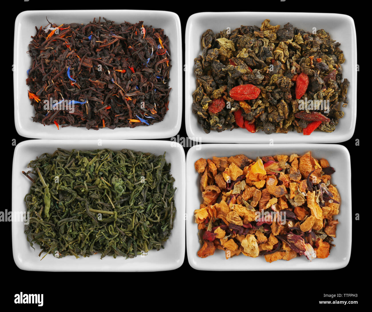 Variety of tea leaves, closeup Stock Photo - Alamy