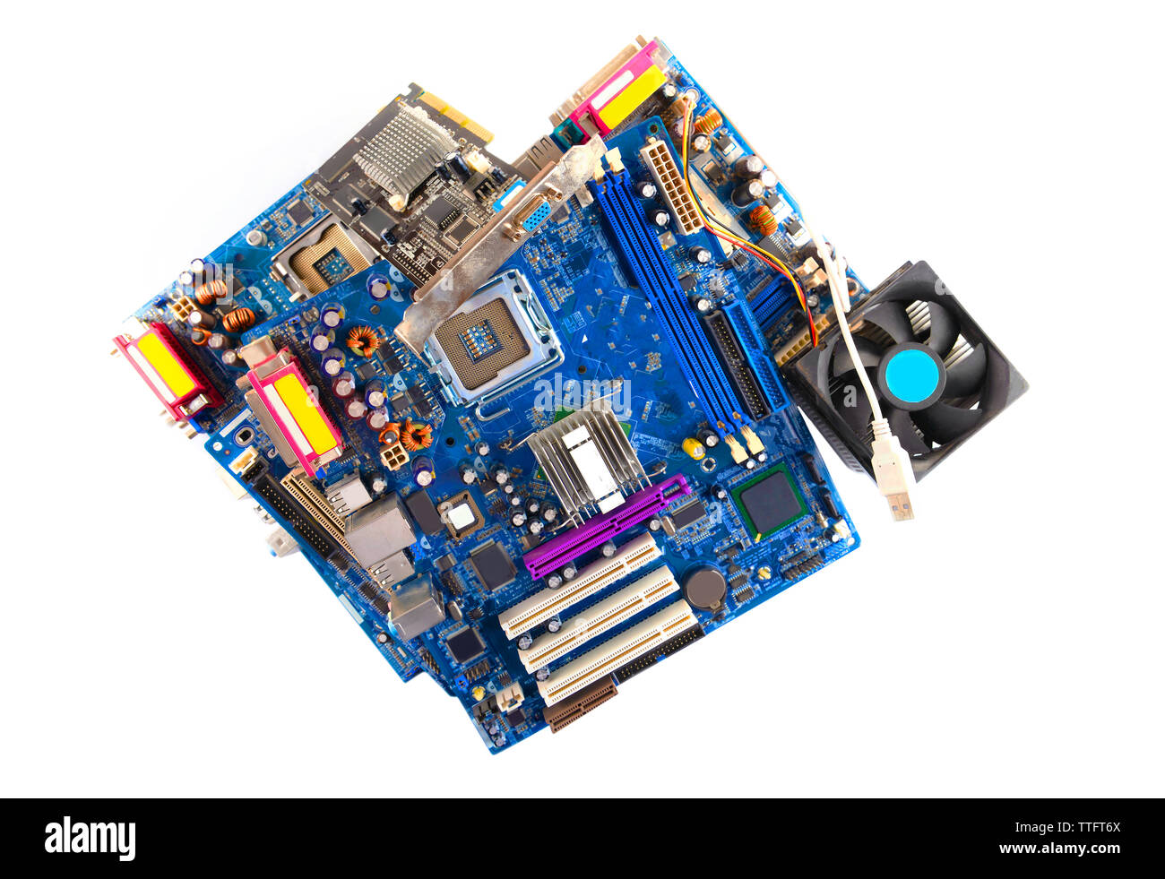 Computer motherboards with fan, isolated on white Stock Photo - Alamy