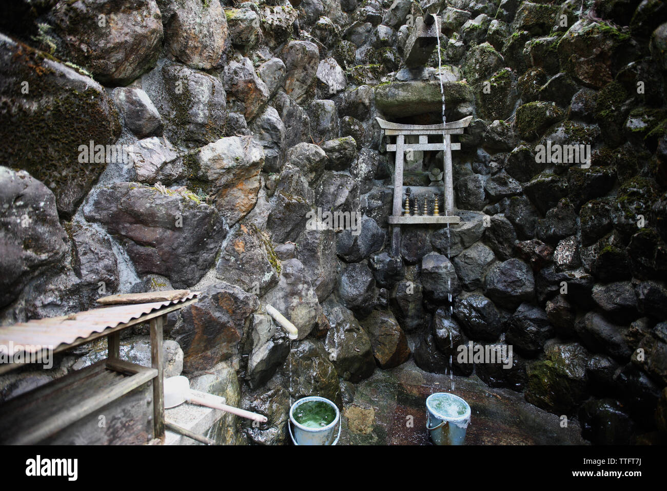 Water source to the place of worship deities in stone gorge in the ...