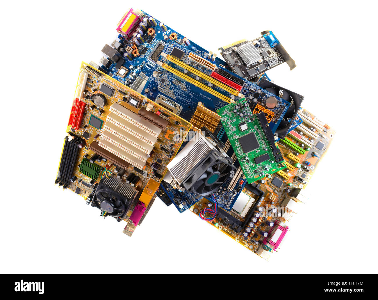 Computer motherboards with fans, isolated on white Stock Photo - Alamy