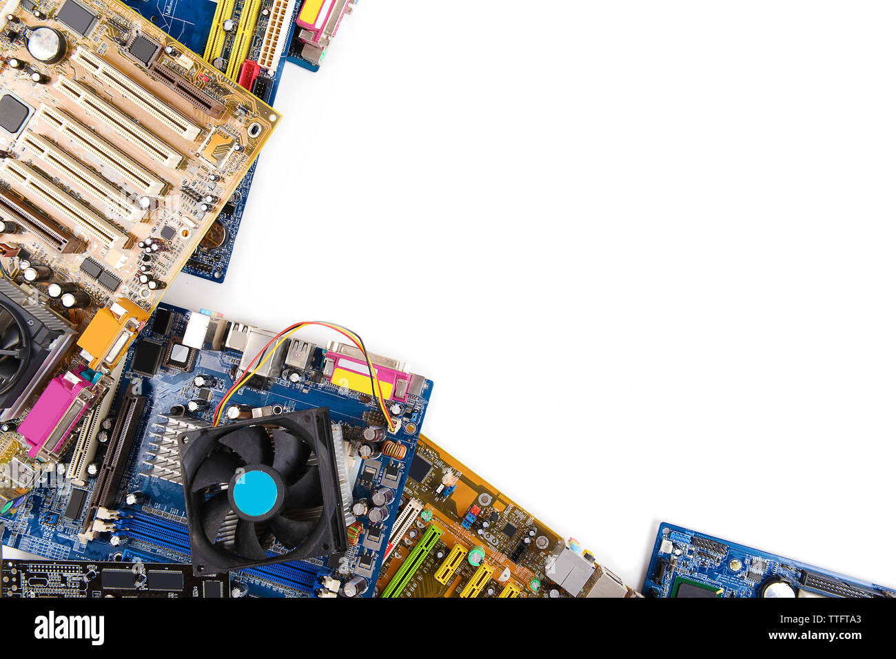 Computer motherboards with fan, isolated on white Stock Photo - Alamy