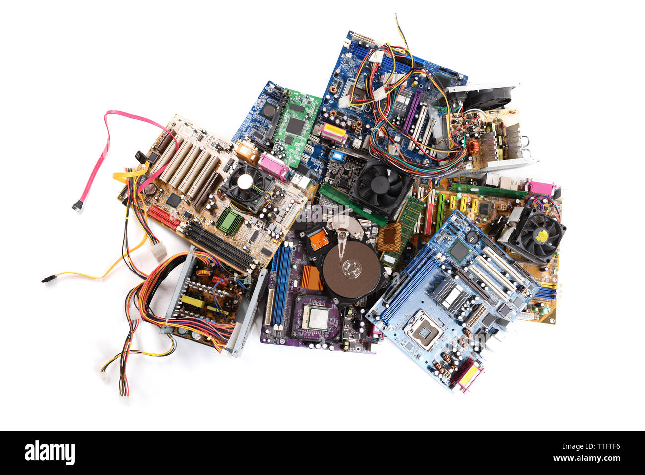 Computer parts, isolated on white Stock Photo - Alamy