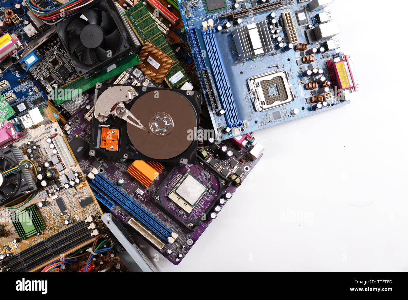 Computer parts, isolated on white Stock Photo - Alamy