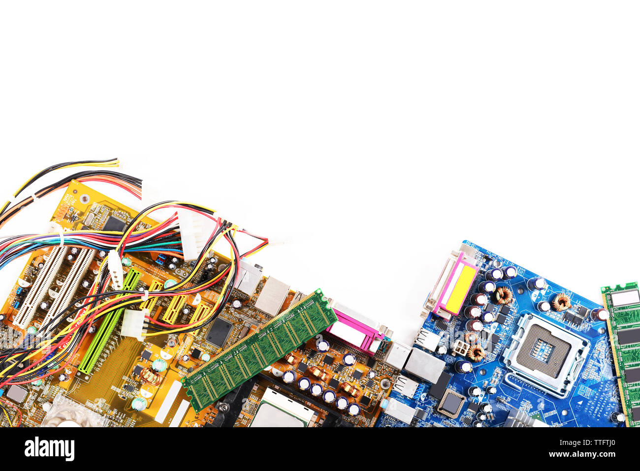 Computer parts, isolated on white Stock Photo - Alamy