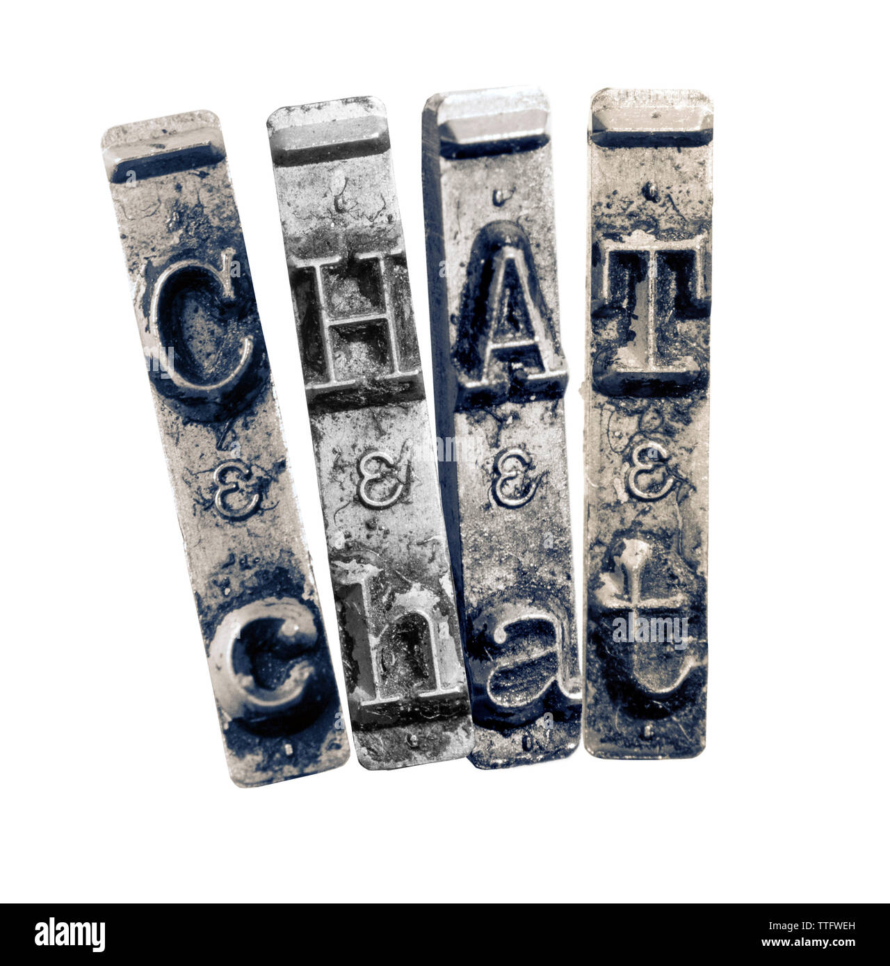 the word CHAT with old typewriter in monochrome Stock Photo - Alamy