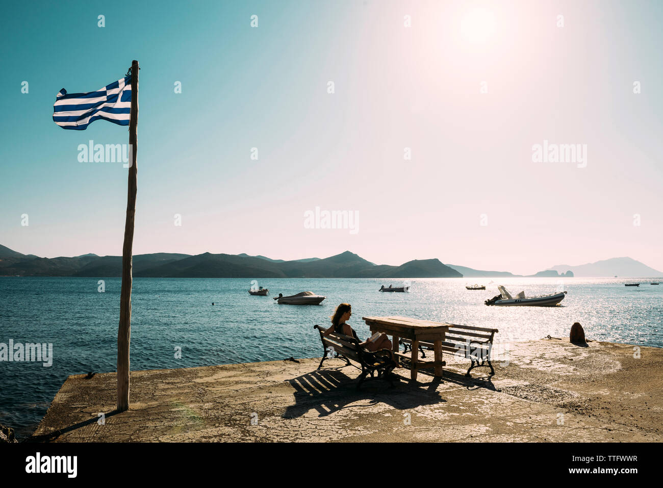 Greek bench hi-res stock photography and images - Alamy