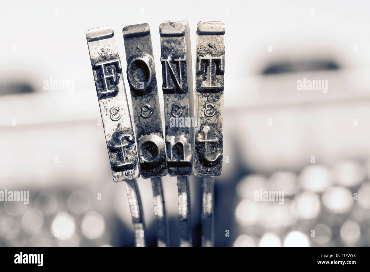 the word FONT with old typewriter in monochrome Stock Photo - Alamy