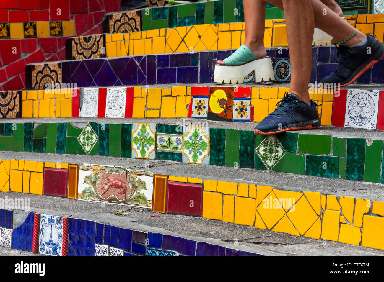 Colorful tiles in Selaron Staircase, Lapa District downtown Stock Photo ...