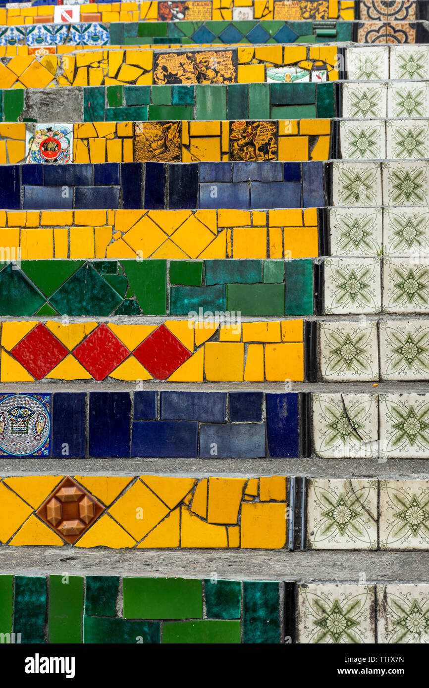 Colorful tiles in Selaron Staircase, Lapa District downtown Stock Photo ...