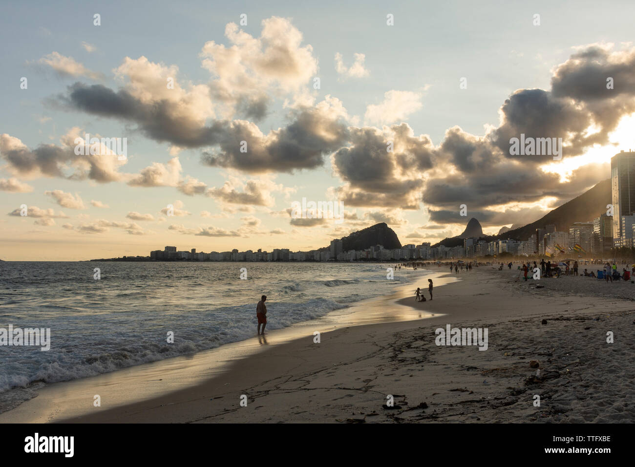 Sunset landscape seen from Leme Beach in Rio de Janeiro, Brazil Stock ...