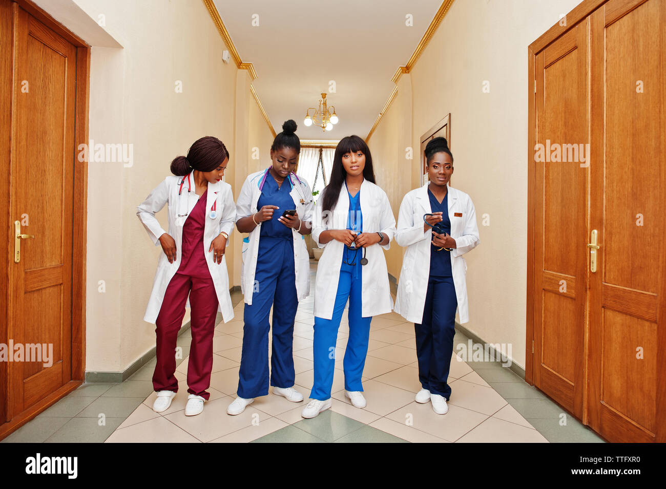 Group of female african medical students in college Stock Photo - Alamy