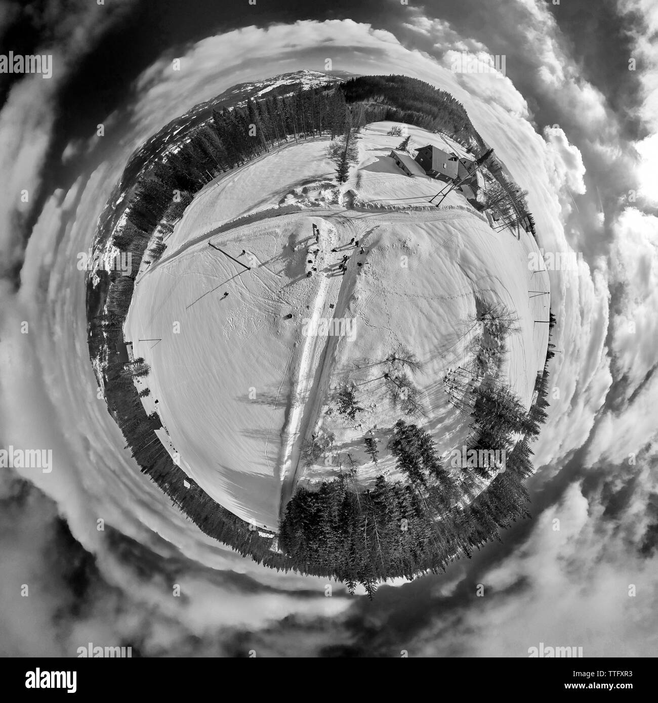 Panoramic drone view modern Black and White Stock Photos & Images - Alamy