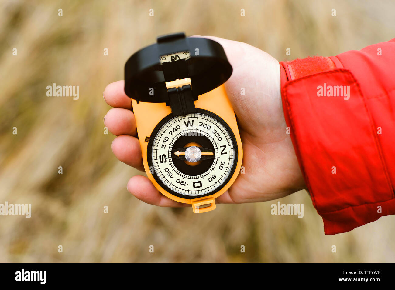 Woman using compass navigate hi-res stock photography and images - Alamy
