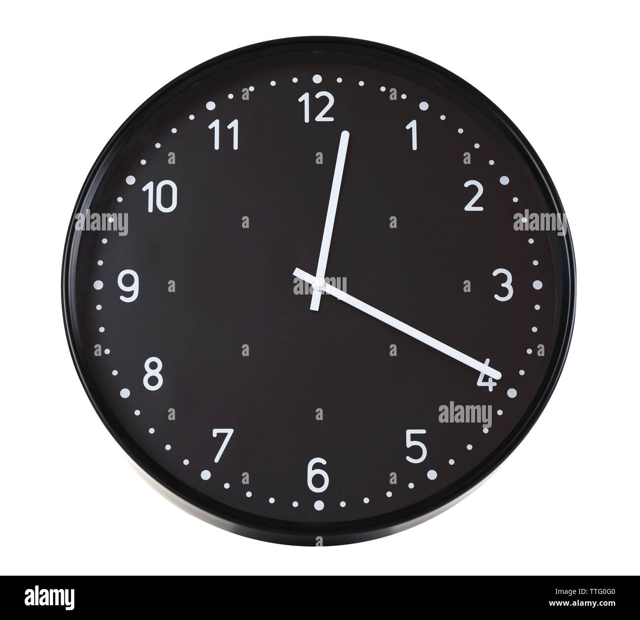 Round black wall clock, isolated on white Stock Photo - Alamy