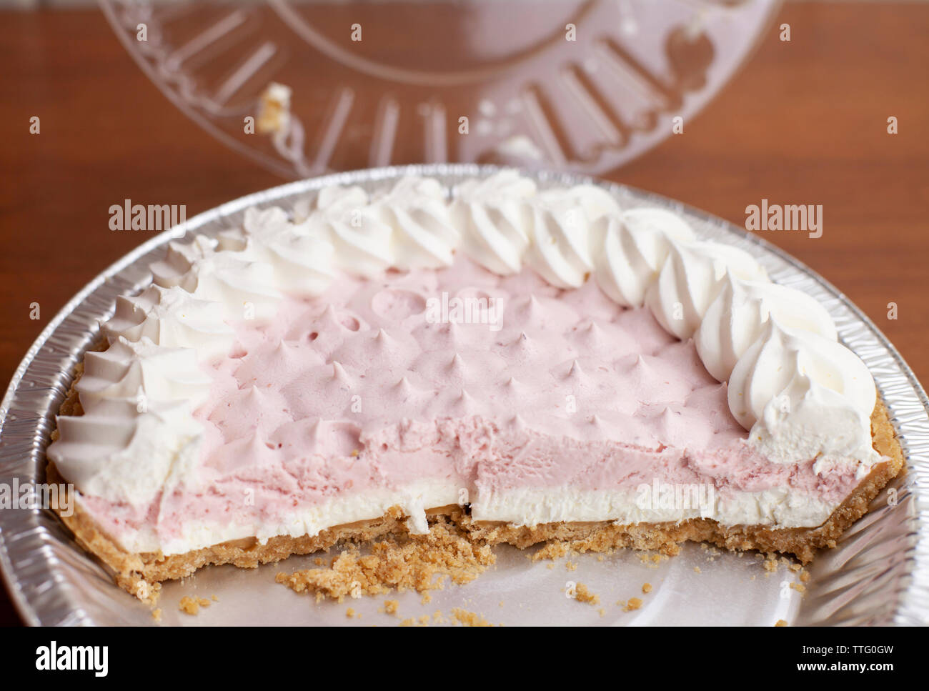 Half of a Frozen Strawberries and Cream Pie Stock Photo - Alamy