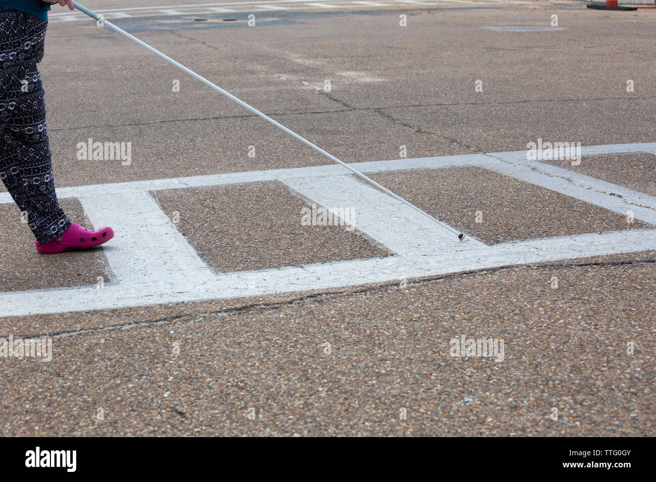 Blind Woman in a Crosswalk Stock Photo - Alamy