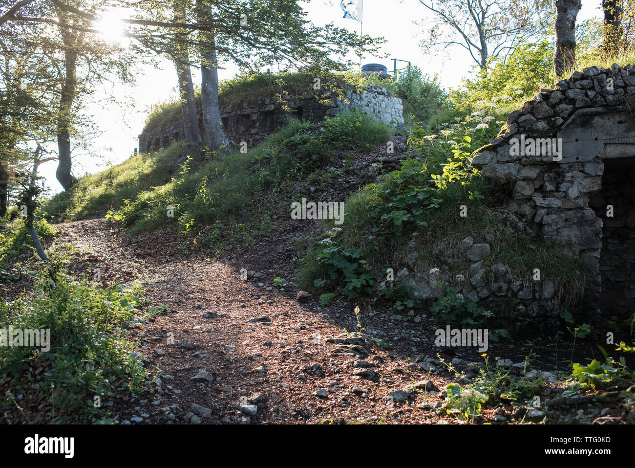Lauchflue 1042m in the swiss jura, with the military observatory of the ...