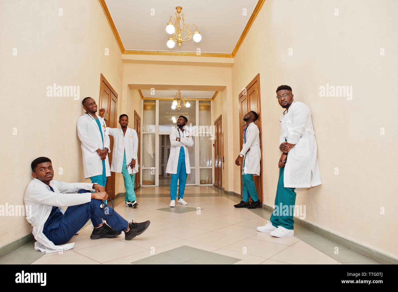 Group of african male medical students in college Stock Photo - Alamy
