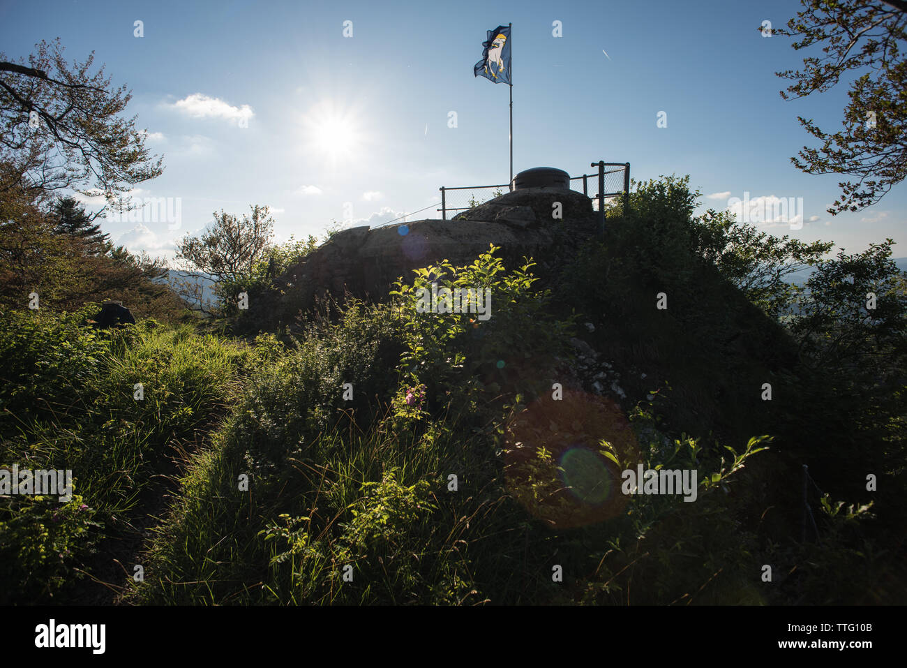 Lauchflue 1042m in the swiss jura, with the military observatory of the ...