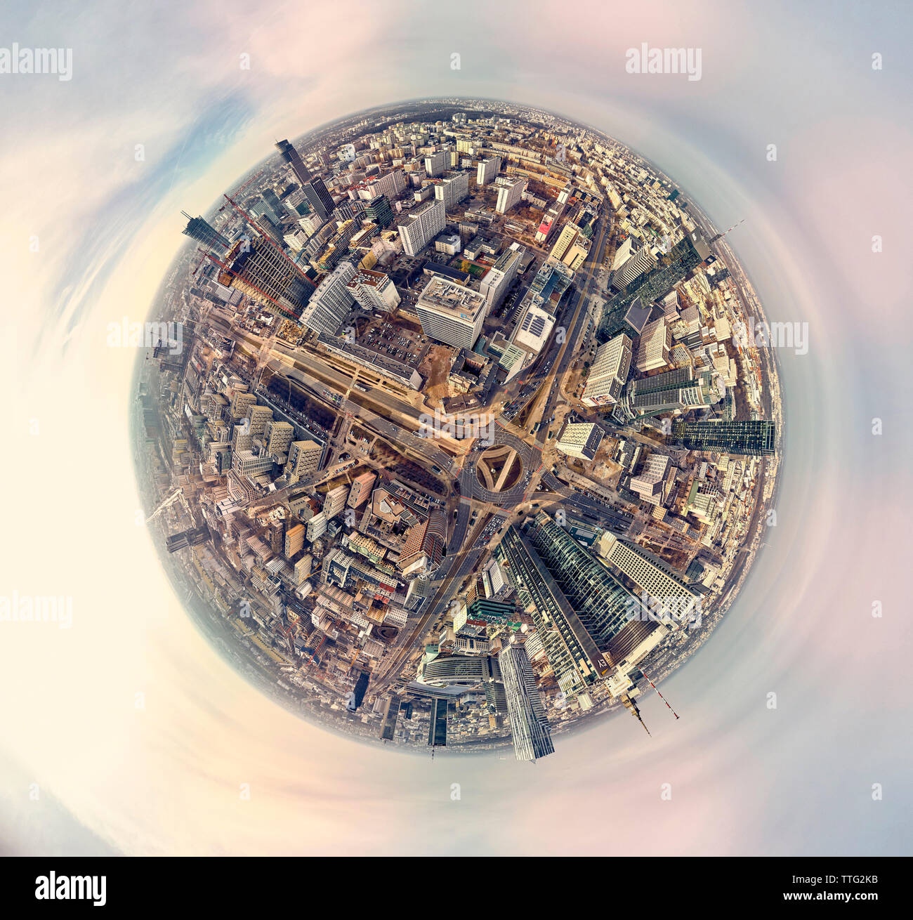 Beautiful panoramic aerial drone view "little planet" - 360 degree ...