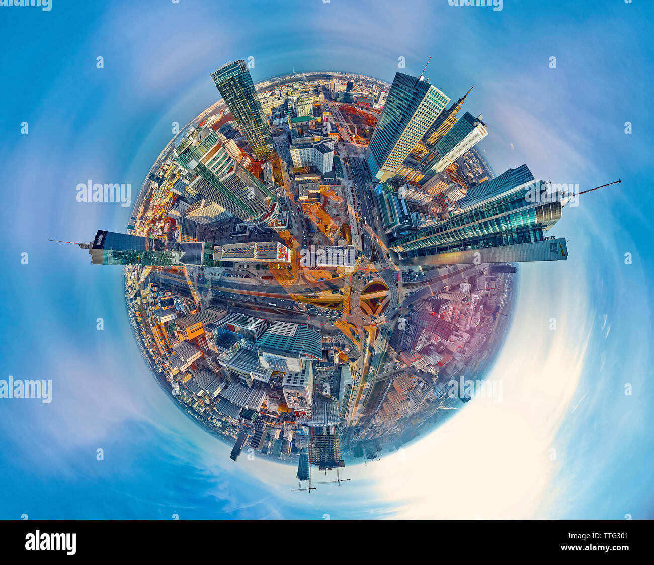 Beautiful panoramic aerial drone view "little planet" - 360 degree ...