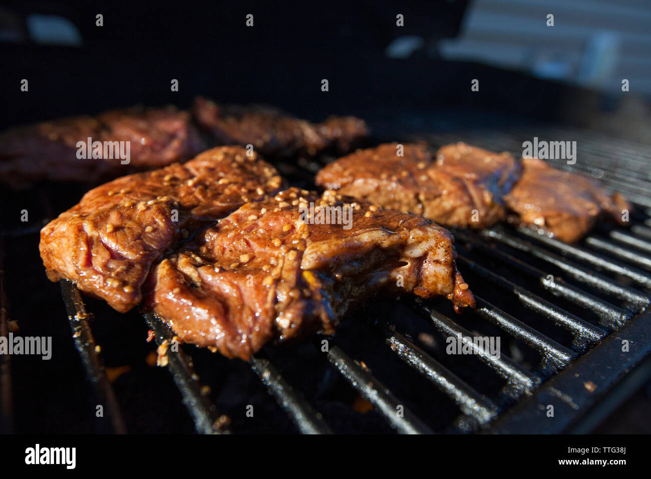 Barbecue day meat on grill hi-res stock photography and images - Alamy