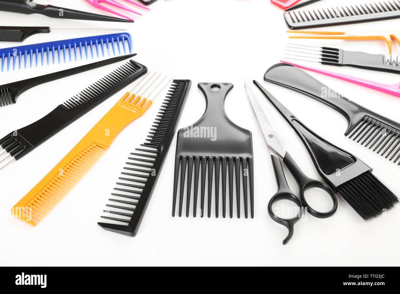 Barber set with tools, isolated on white Stock Photo - Alamy