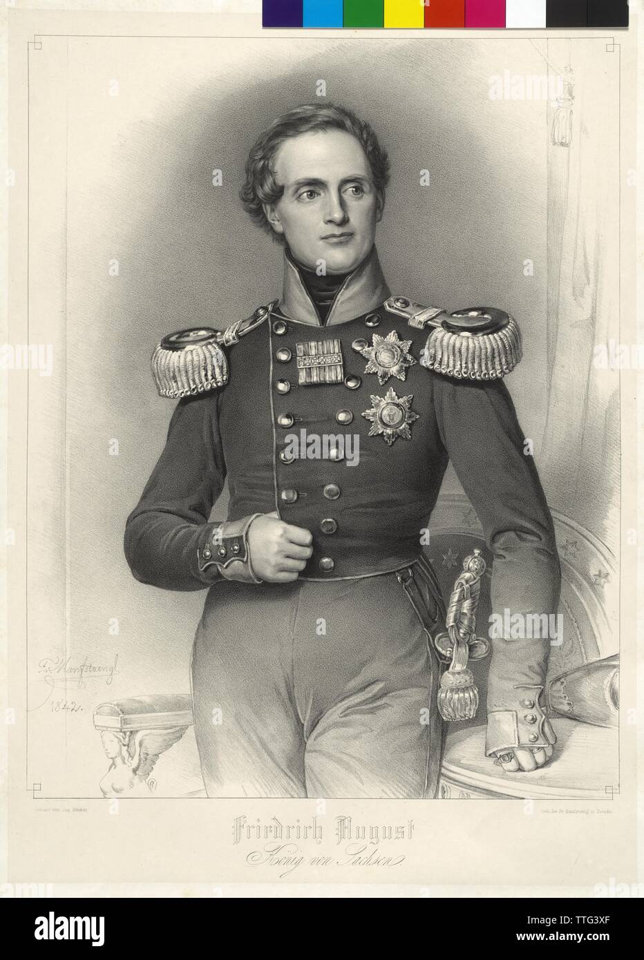 Frederick August King of Saxony, lithograph by Franz Hanfstaengl based ...