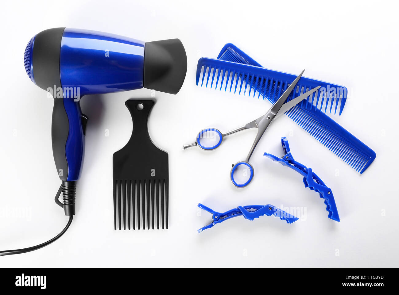 Barber set with tools and equipment, isolated on white Stock Photo - Alamy