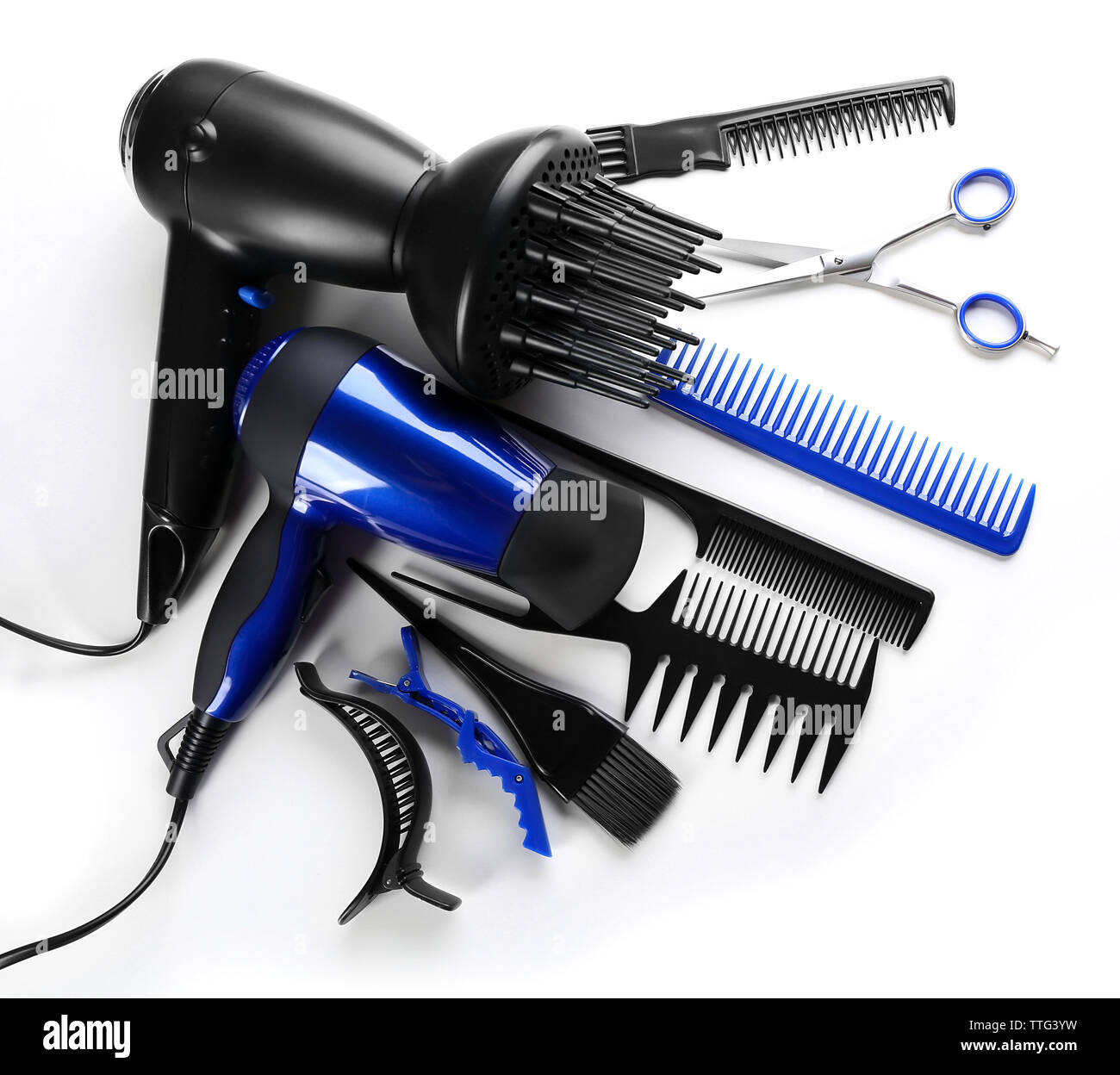 Barber set with tools and equipment, isolated on white Stock Photo - Alamy