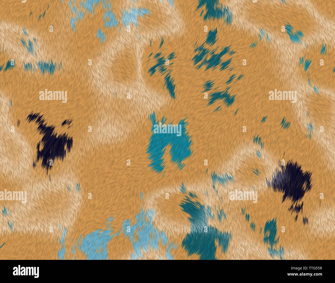 Light brown animal fur with bright blue, violet and light blue random ...