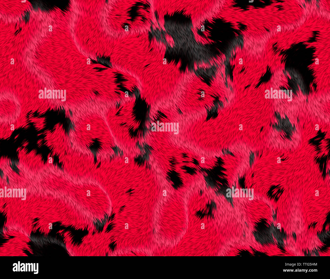 Bright pink animal fur with black random shape spots, seamless pattern ...