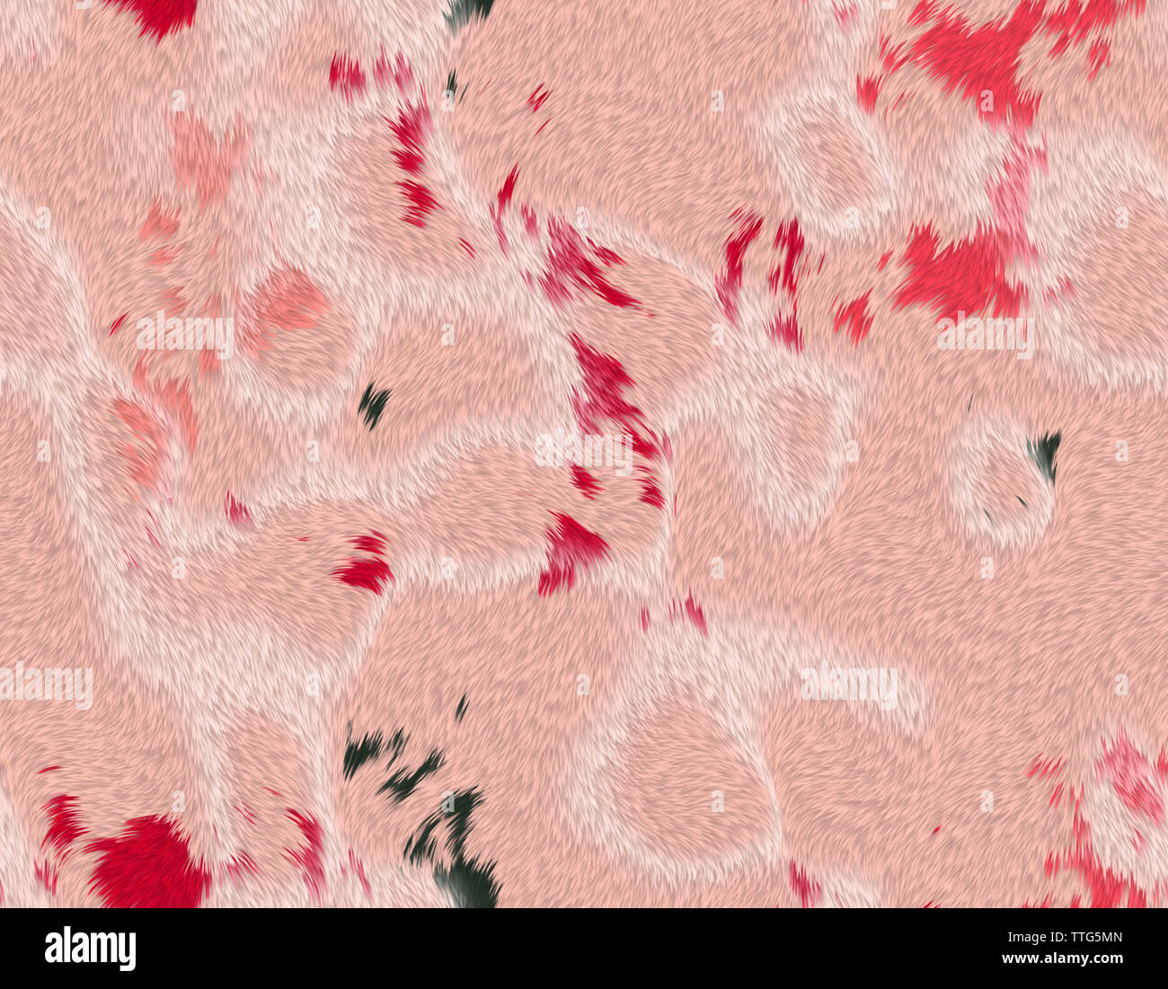 Light pink animal fur with deep pink, green and light pink random shape ...