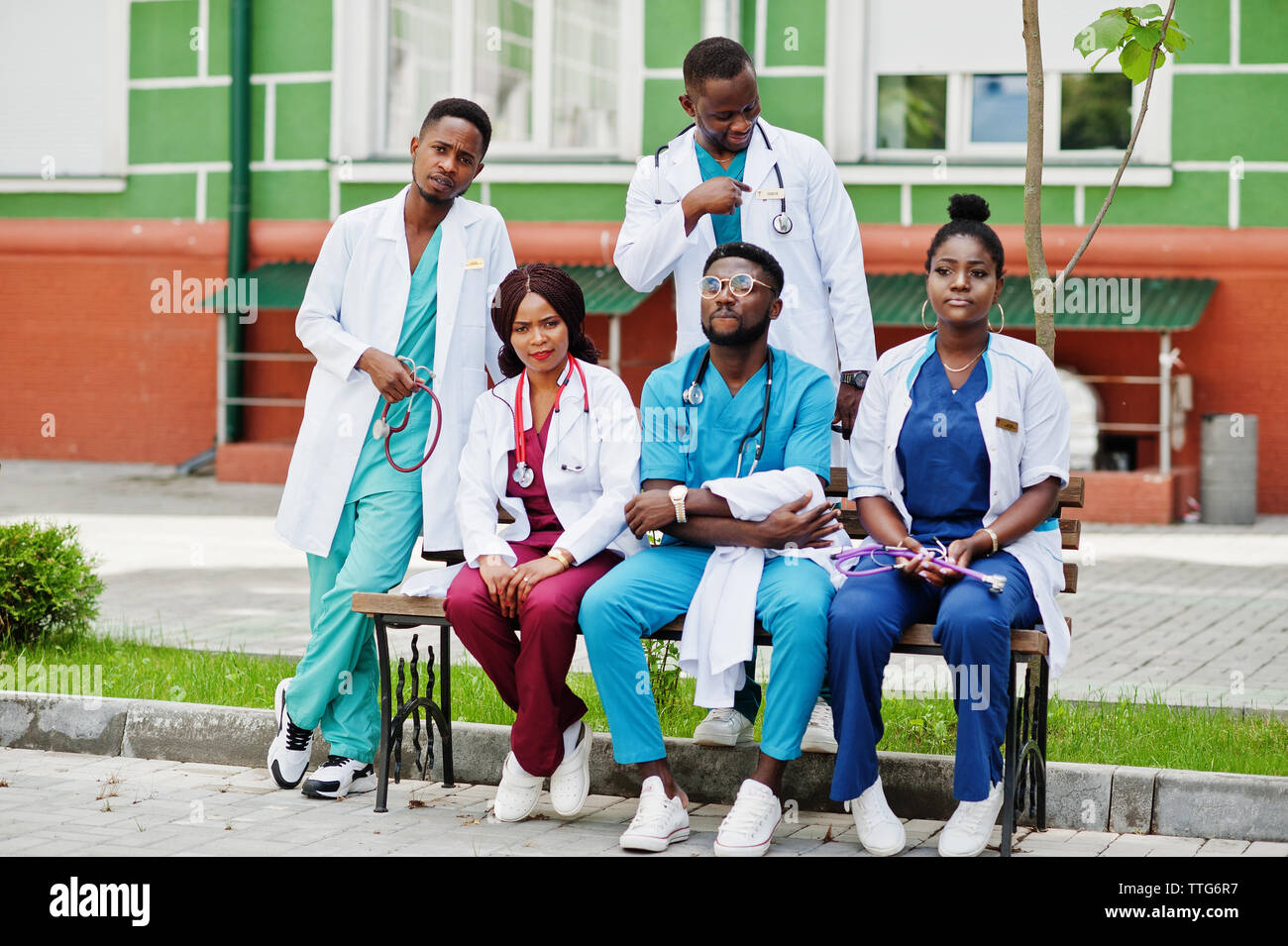 Group of african medical students posed outdoor Stock Photo - Alamy