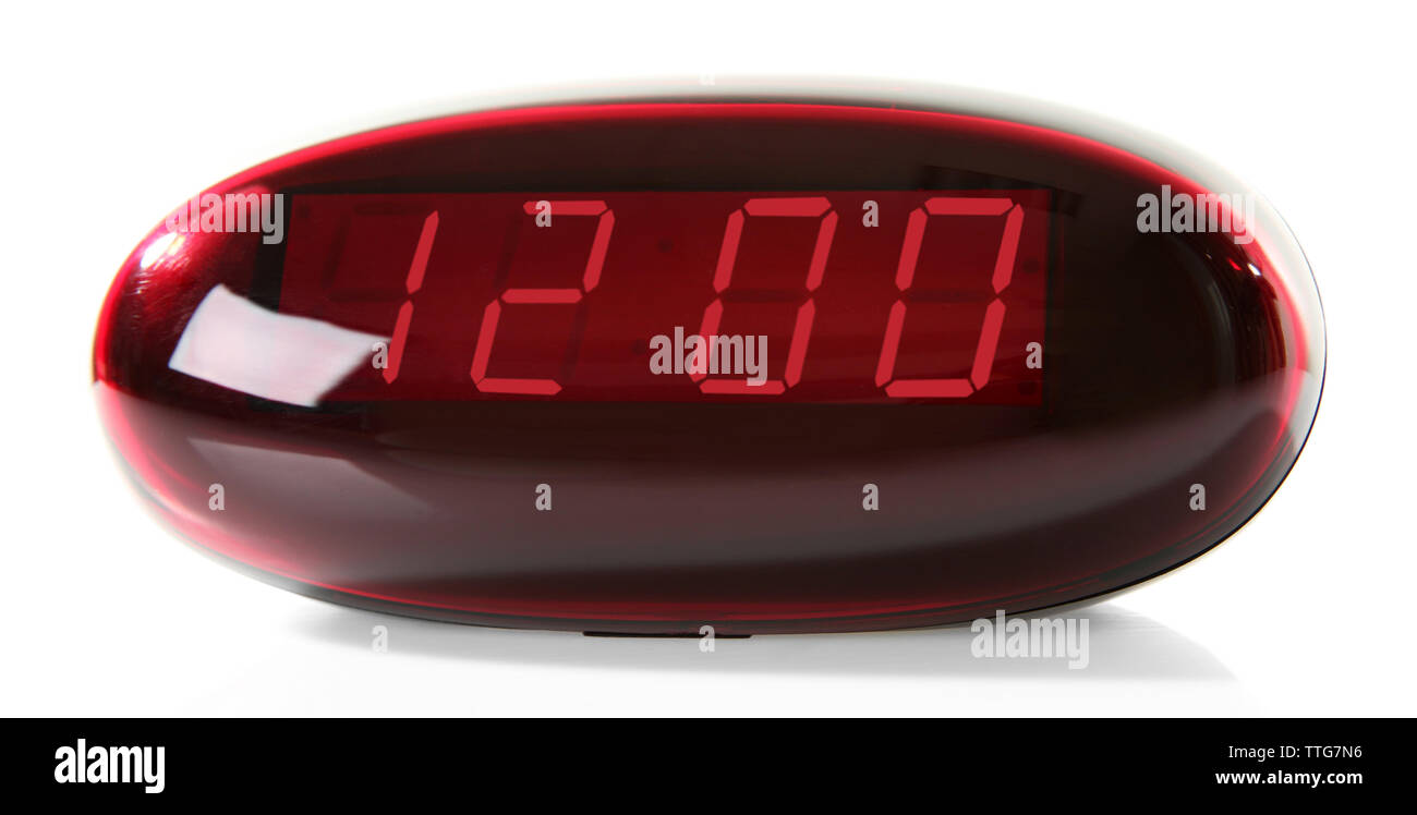 Digital clock isolated on white Stock Photo - Alamy