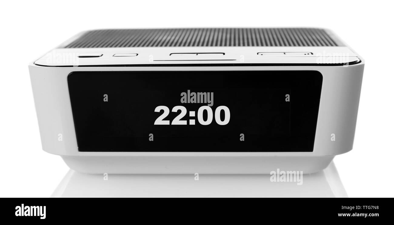 Digital clock isolated on white Stock Photo - Alamy