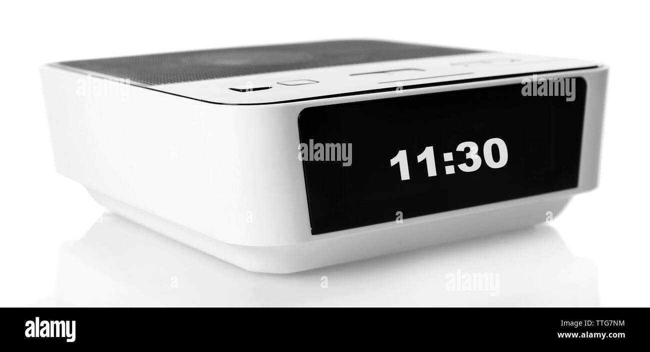 Digital clock isolated on white Stock Photo - Alamy