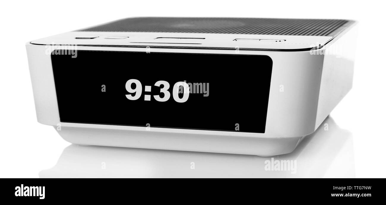 Digital clock isolated on white Stock Photo - Alamy