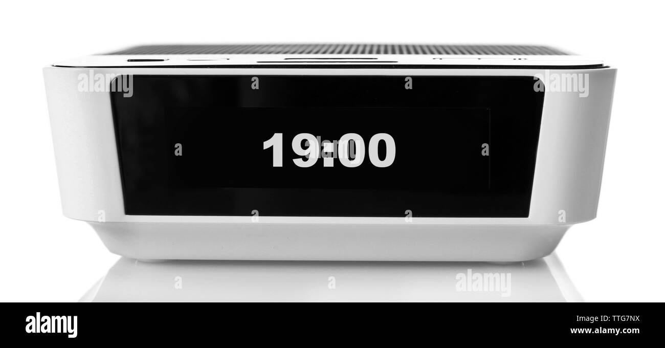 Digital clock isolated on white Stock Photo - Alamy
