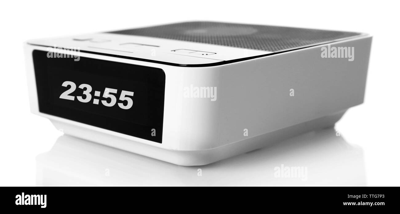 Digital clock isolated on white Stock Photo - Alamy